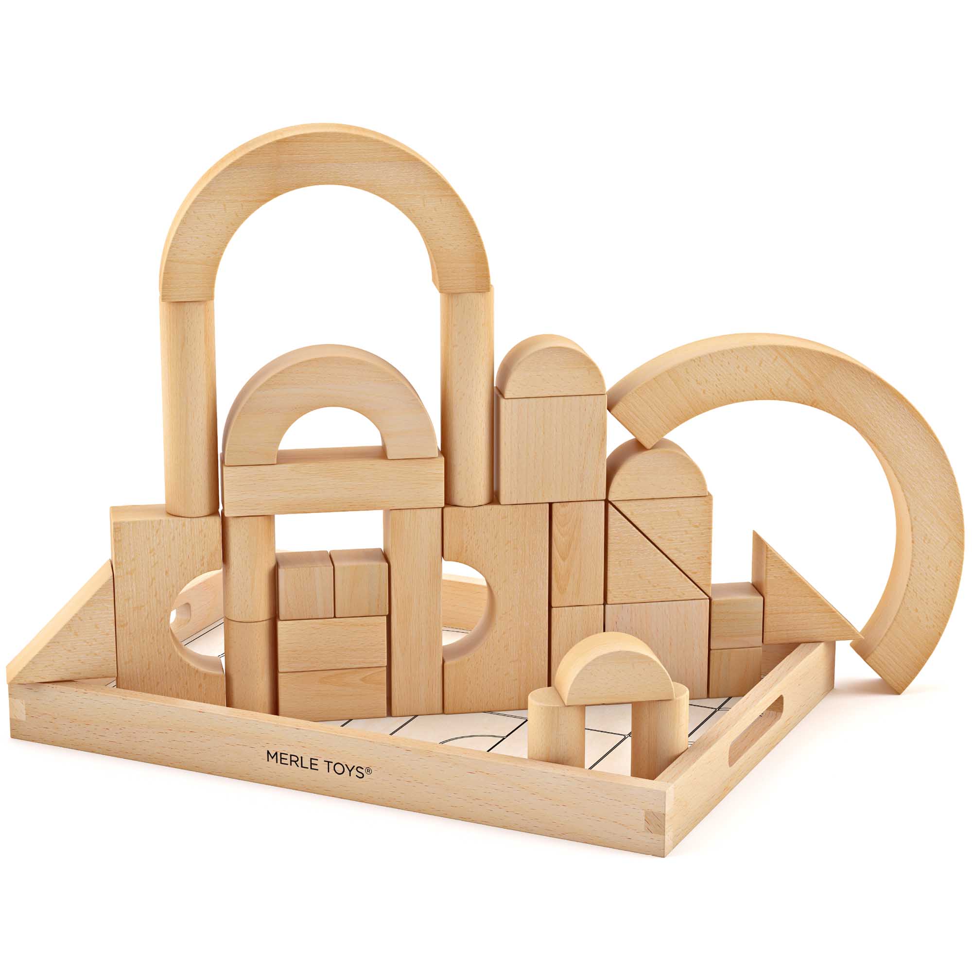 Natural Toys Wood Blocks Wooden Block Set For Toddler: 50 Building